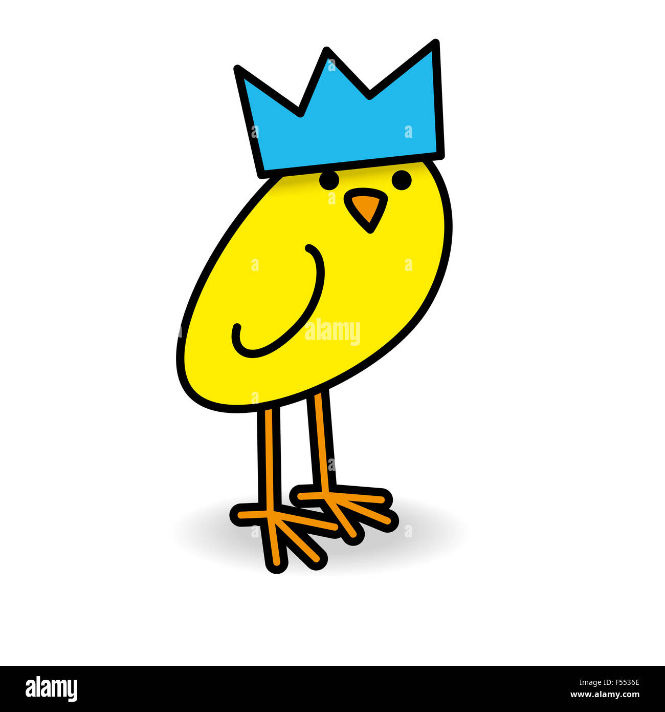 Single Cute Yellow Smiling Chick wearing Blue Party Hat Staring towards ...