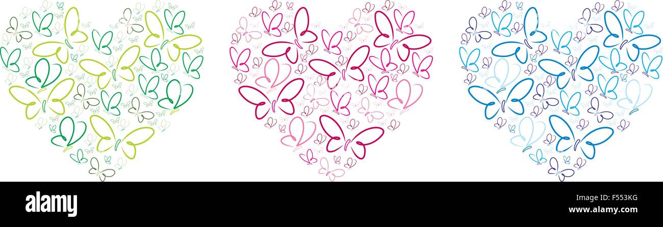 Hand drawn butterflies in a heart shape in vector format Stock Vector ...