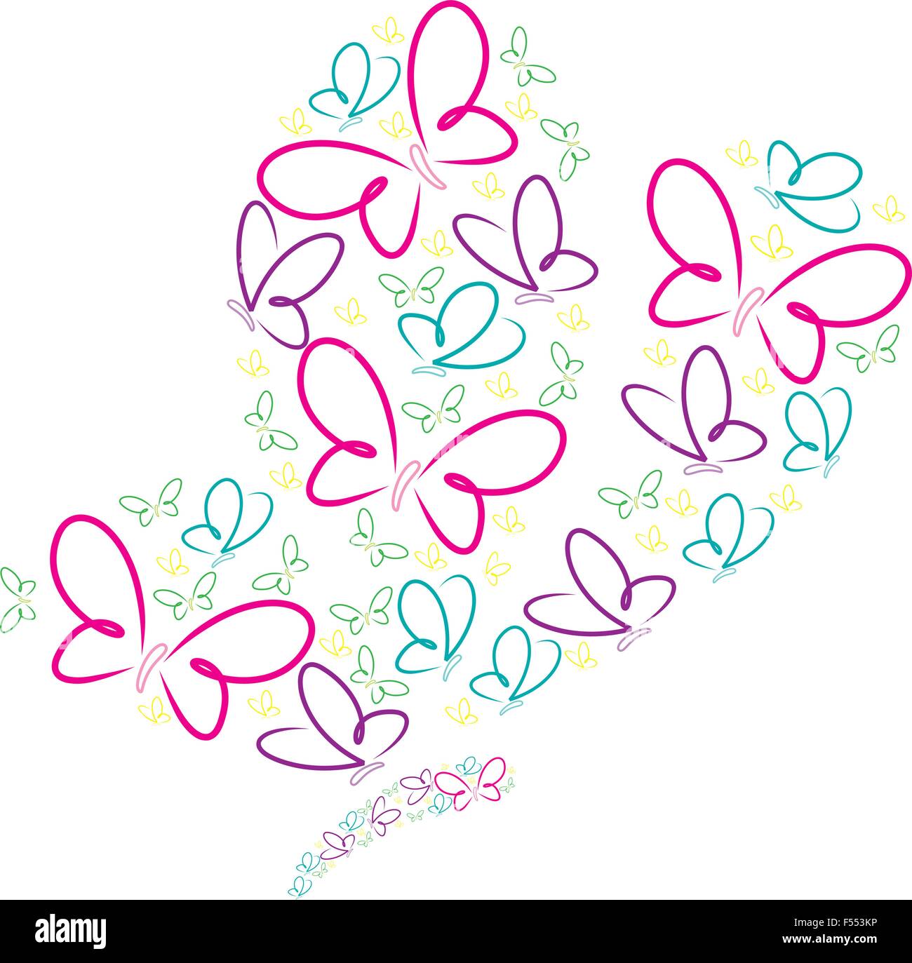 Hand drawn butterflies in a butterfly shape in vector format Stock ...