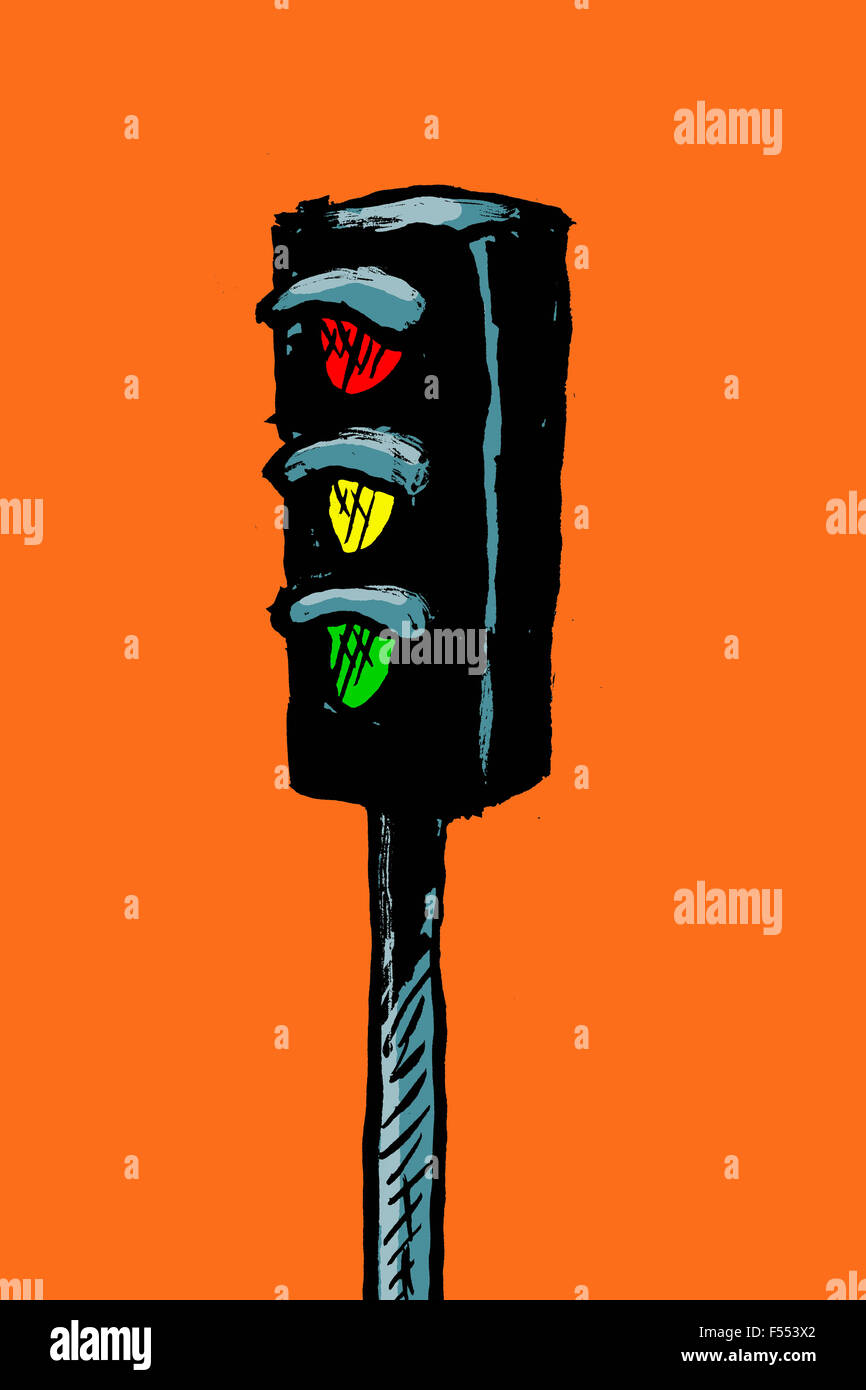Illustration of road signal against orange background Stock Photo - Alamy