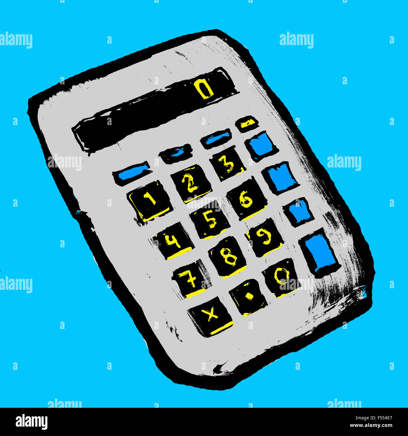 Illustration of calculator against blue background Stock Photo - Alamy