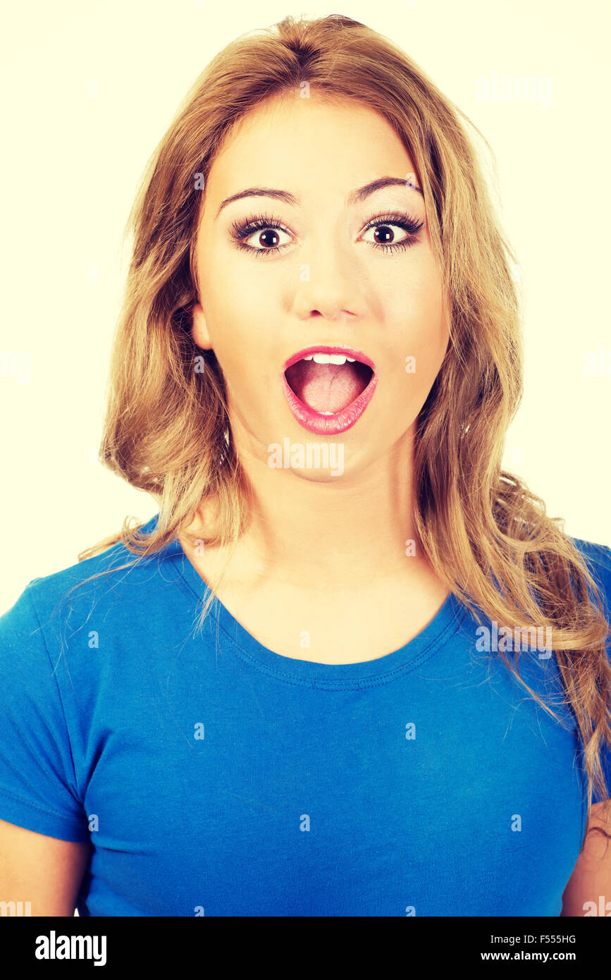 Surprised beautiful woman Stock Photo - Alamy Surprised beautiful woman Stock Photo - Alamy