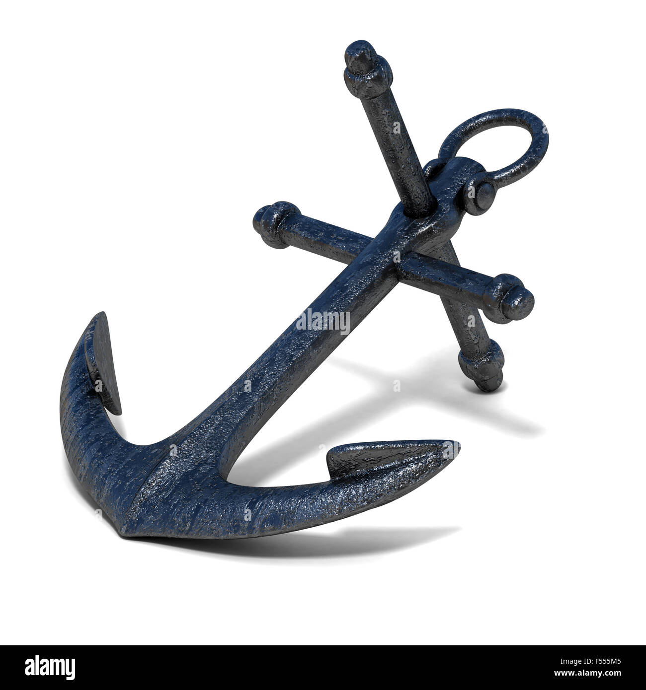 black rusty anchor on white background 3d illustration Stock Photo - Alamy