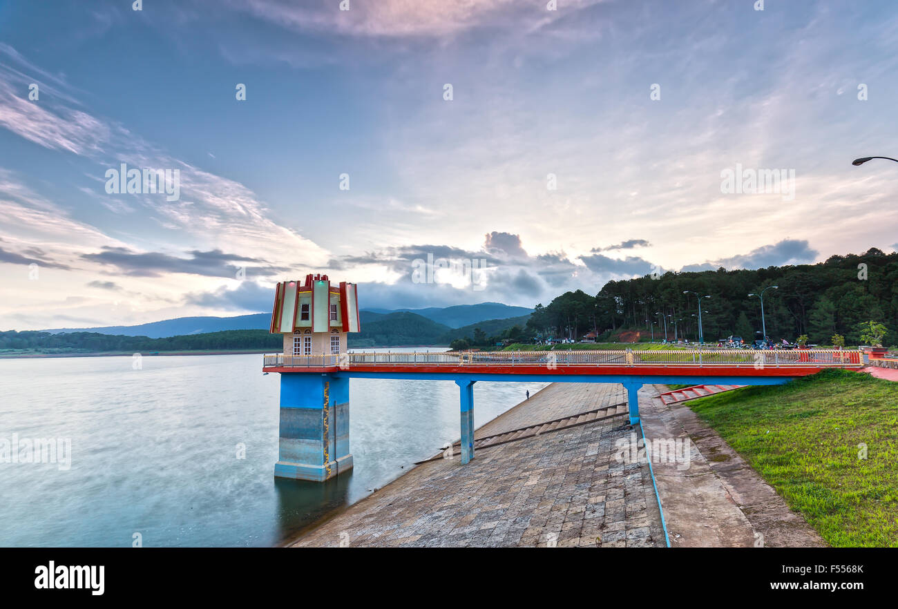 Sunset on the hydropower dams Tuyen Lam, Dalat Stock Photo - Alamy