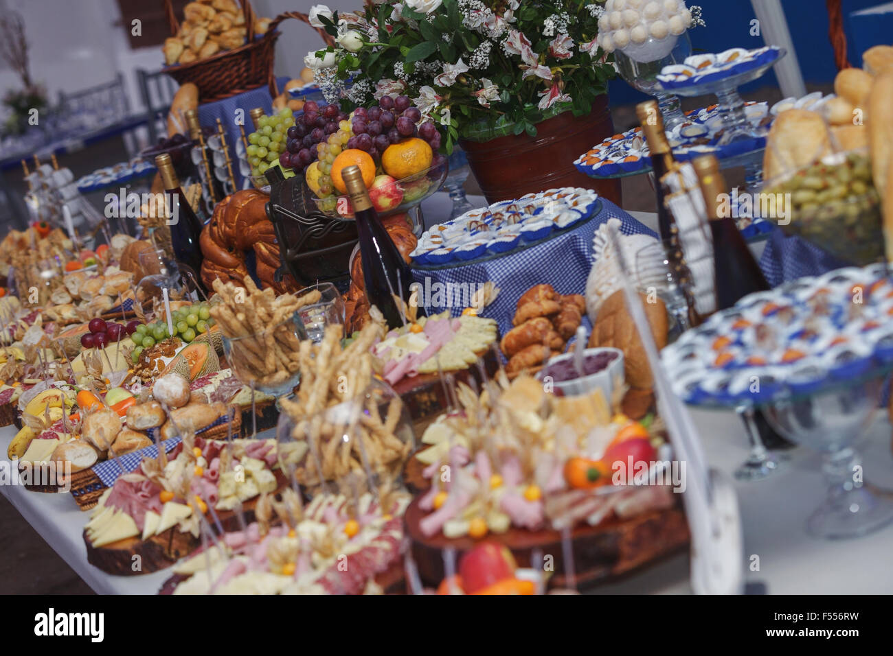 Catering food with decoration during celebration and reception Stock ...