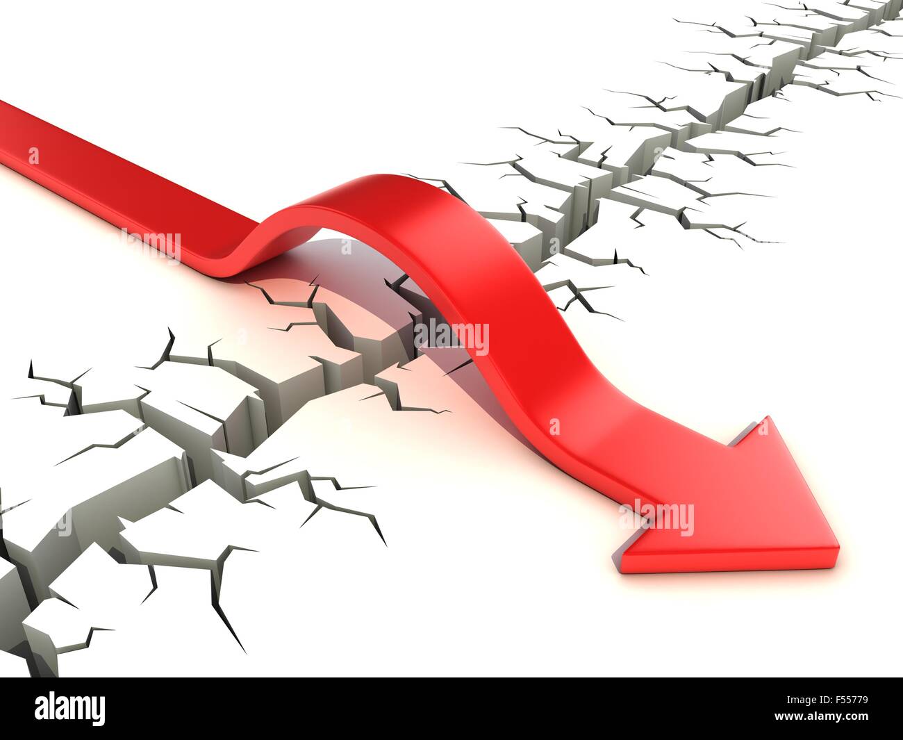 red arrow passing obstacle - risk and success 3d concept Stock Photo ...