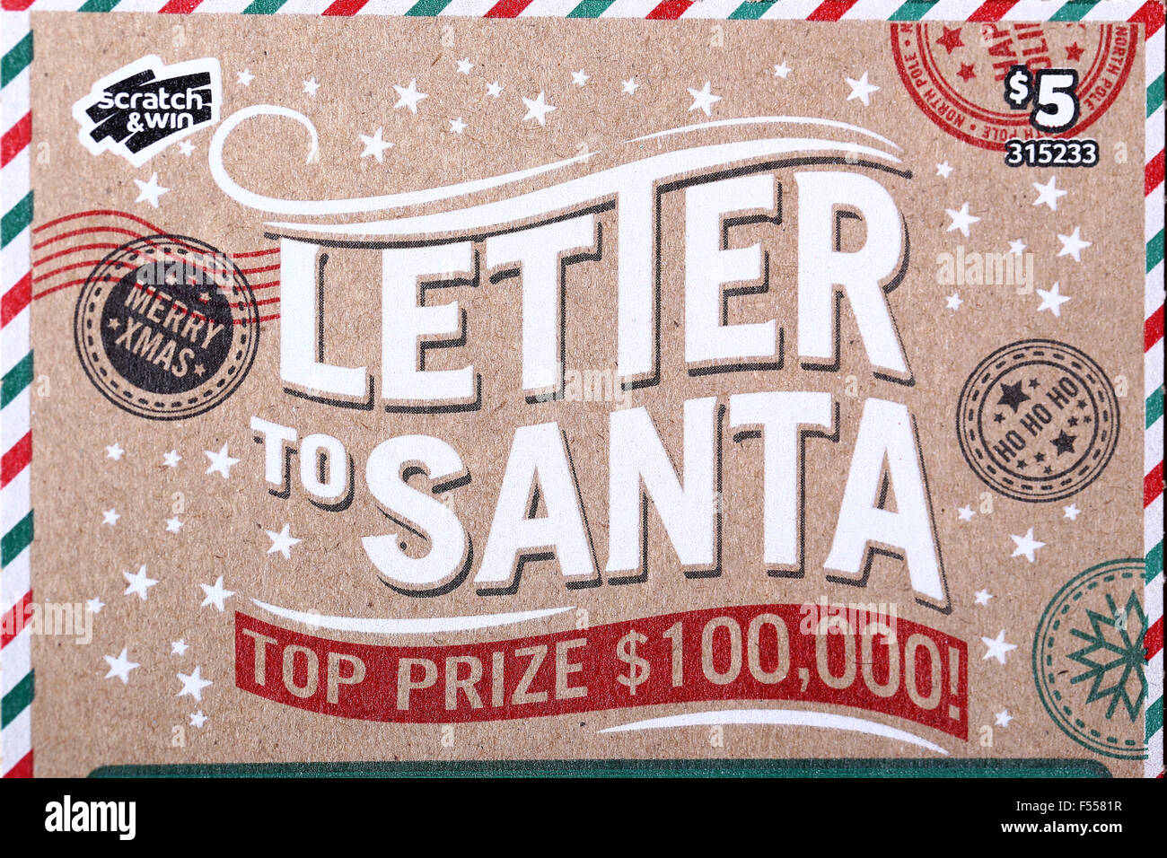 Close up letter of santa lottery ticket Stock Photo - Alamy