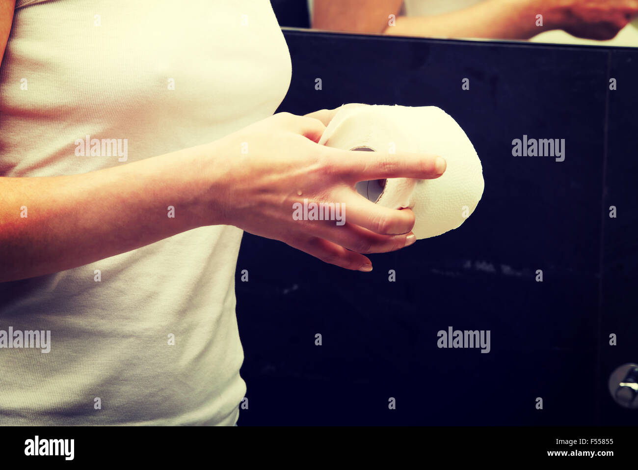 Woman hold long paper hi-res stock photography and images - Alamy
