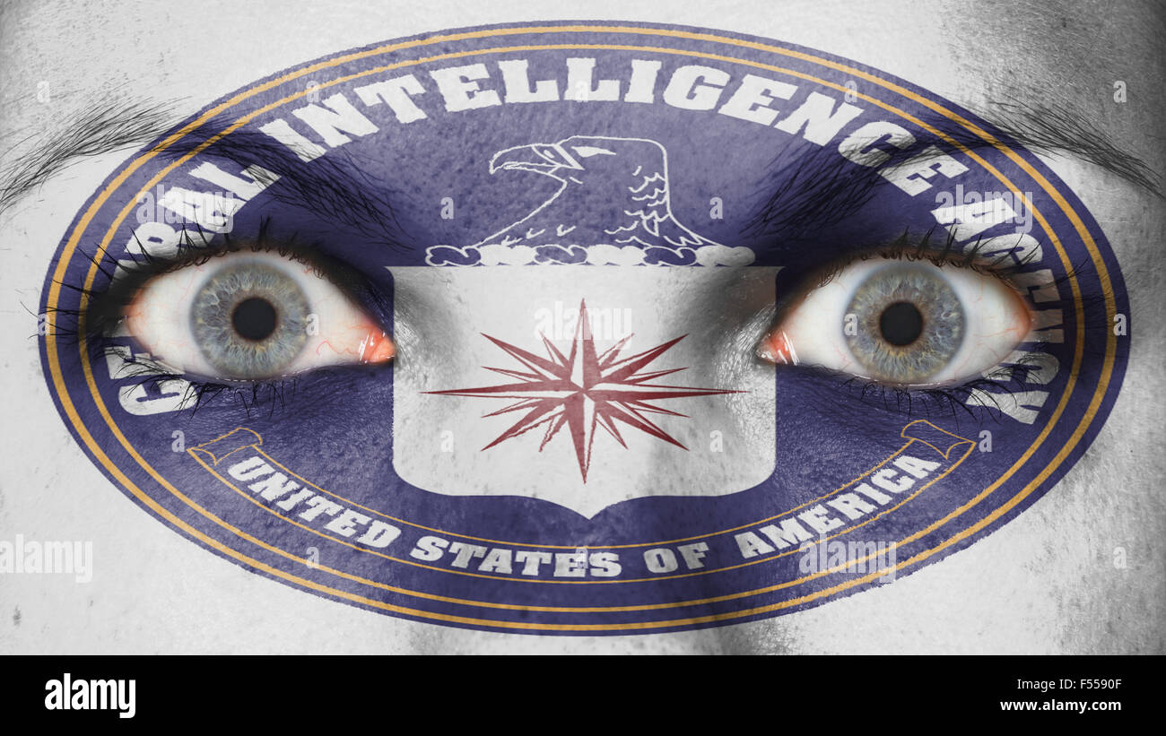 Women eye, close-up, eyes wide open, flag of the CIA Stock Photo - Alamy