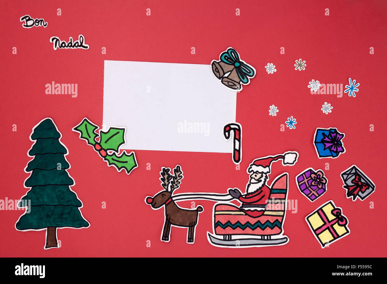 a horizontal overhead view of a scrapbook xmas layout with a Happy xmas ...