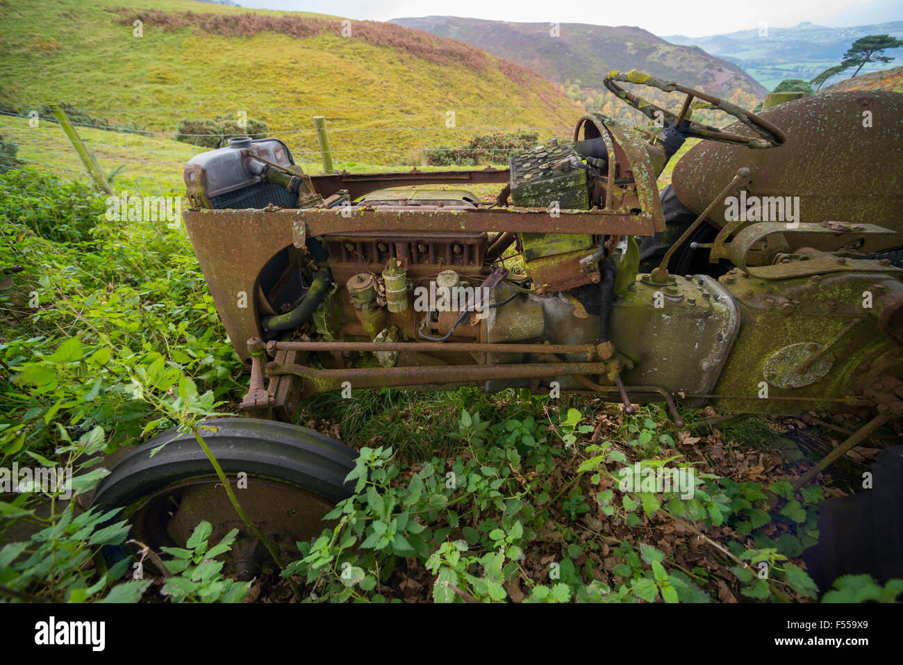 Abandoned rusty Ferguson TED tractor on the Stiperstones hills near ...