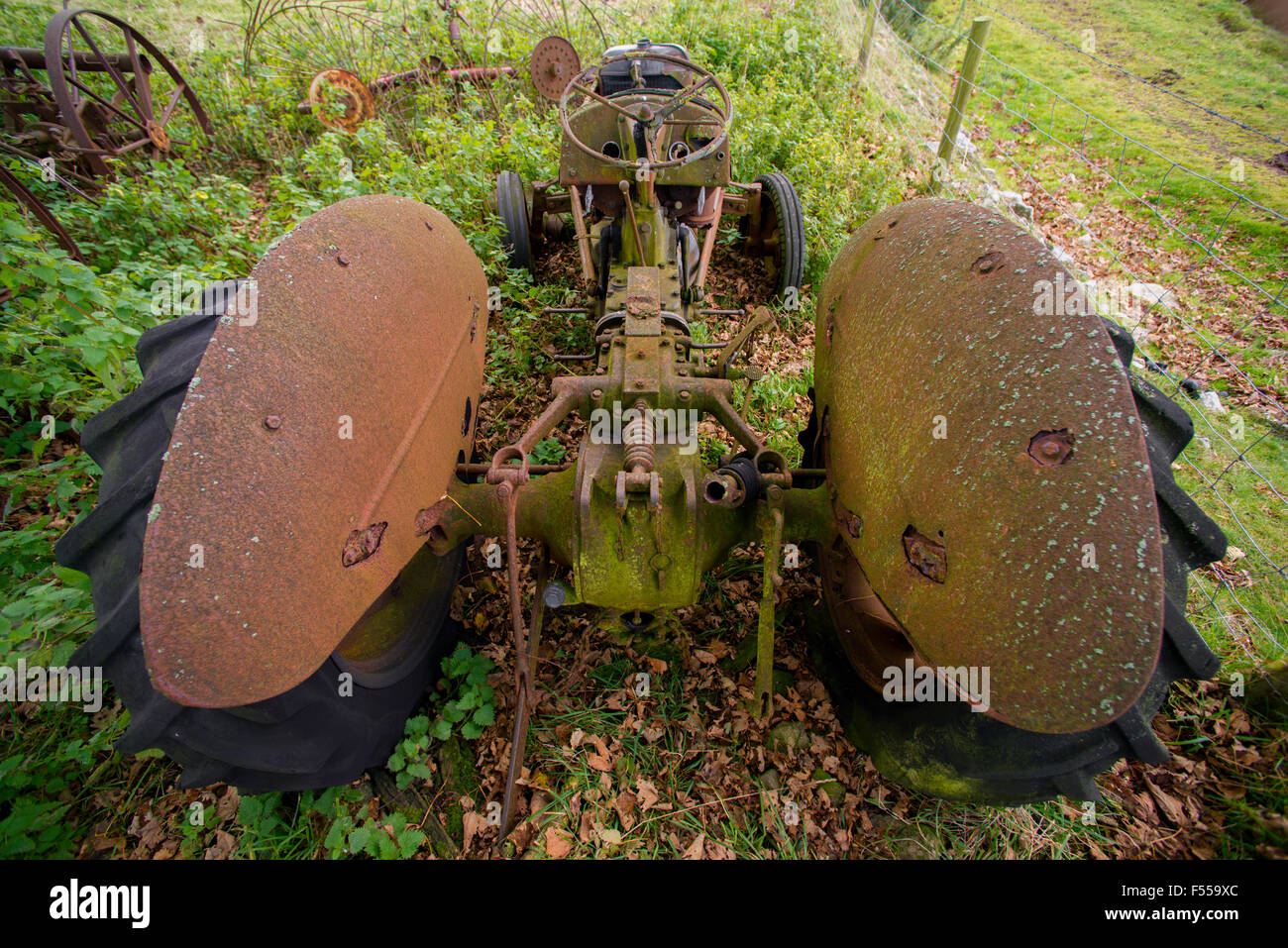 Abandoned rusty Ferguson TED tractor on the Stiperstones hills near ...