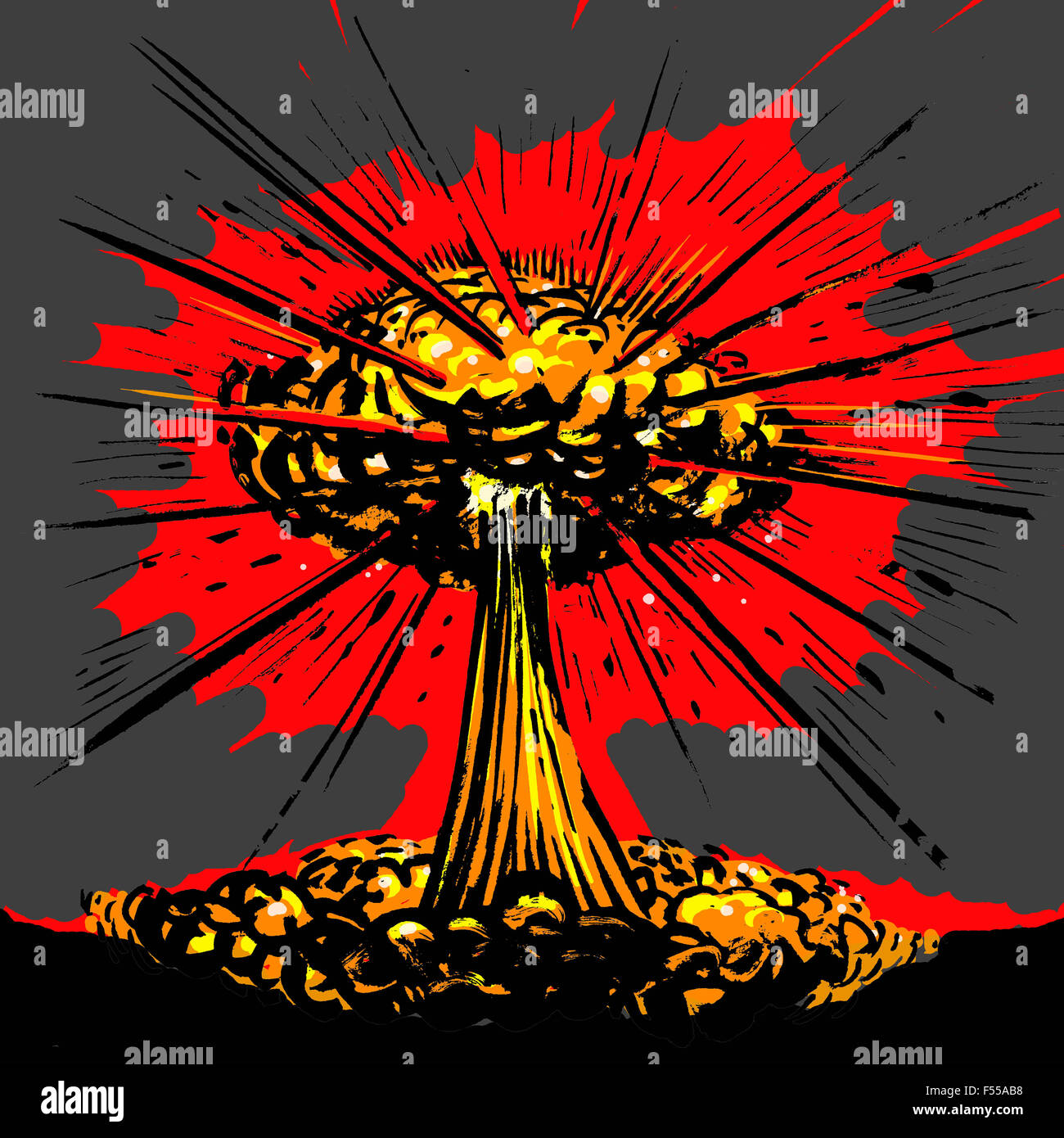 Illustrative image of nuclear explosion against gray background Stock ...