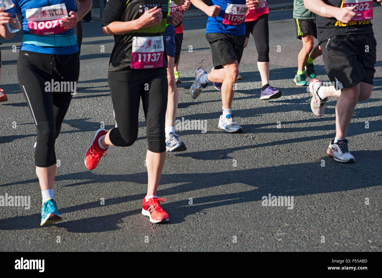 Close up of Legs of runners people running in 10 mile race York North ...
