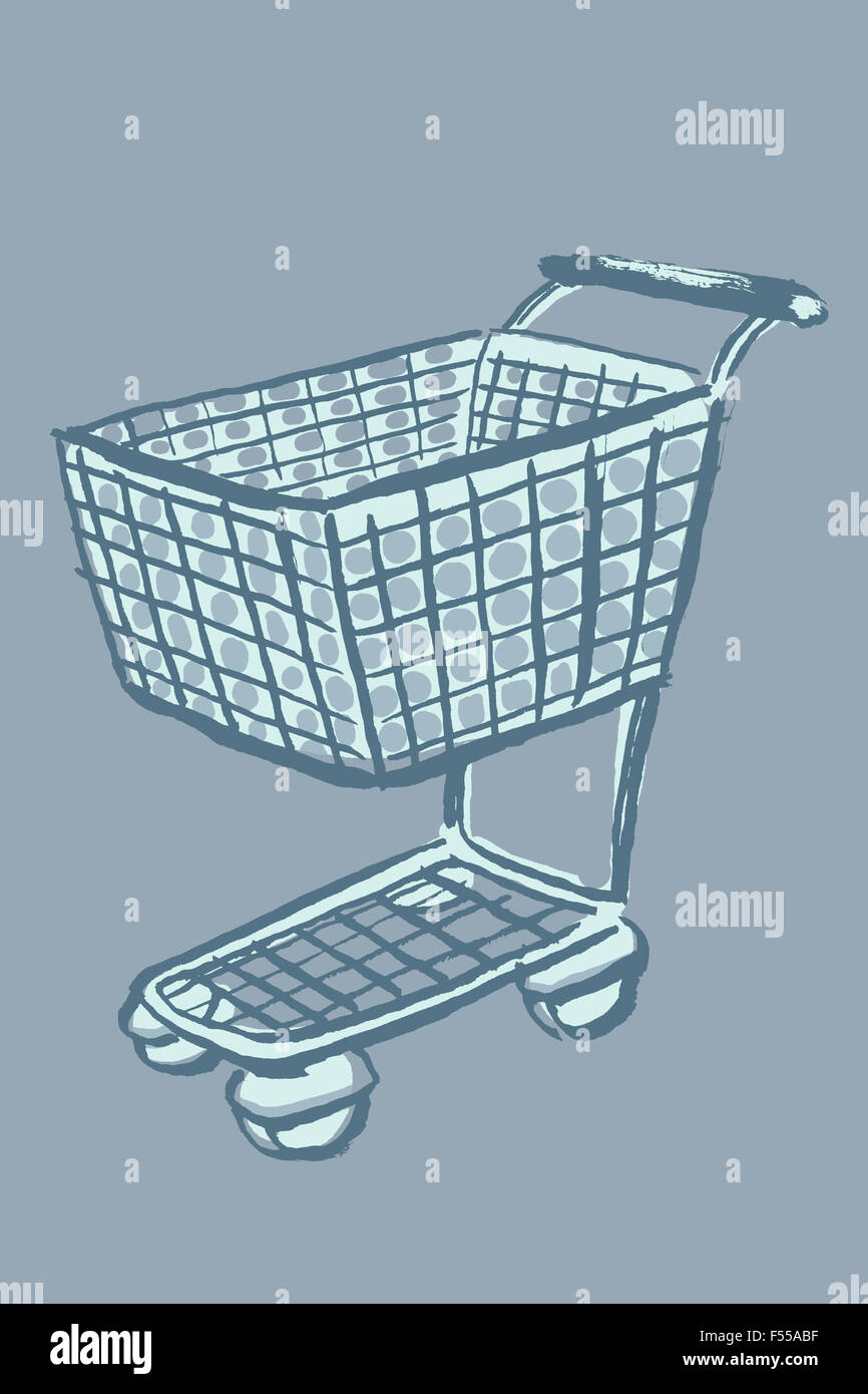 Illustration of shopping cart against gray background Stock Photo - Alamy