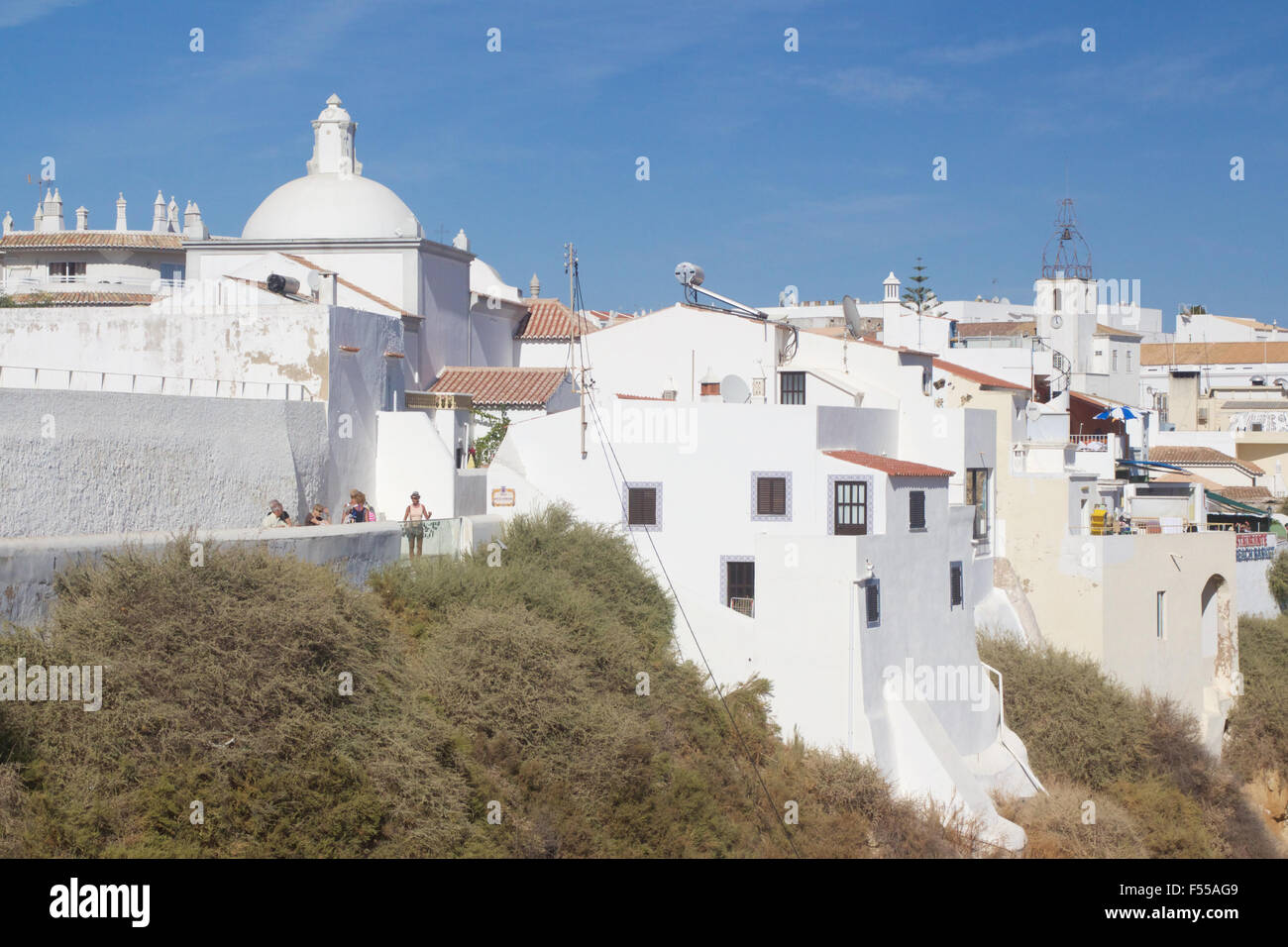 The old holiday town of Albufeira in the Algarve region of Portugal ...