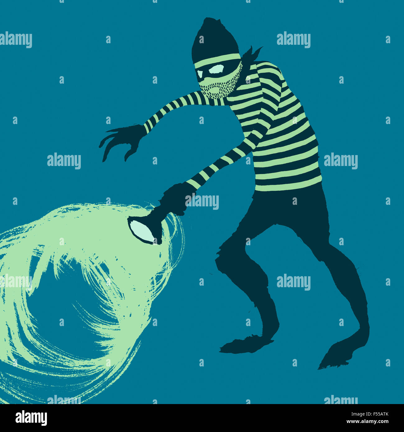 Illustration of thief against blue background Stock Photo - Alamy