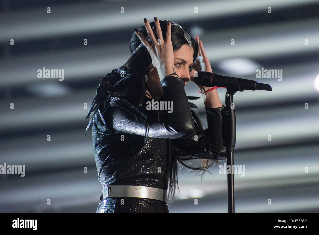 Nina Sublatti performs her song 'Warrior' for Georgia Stock Photo - Alamy
