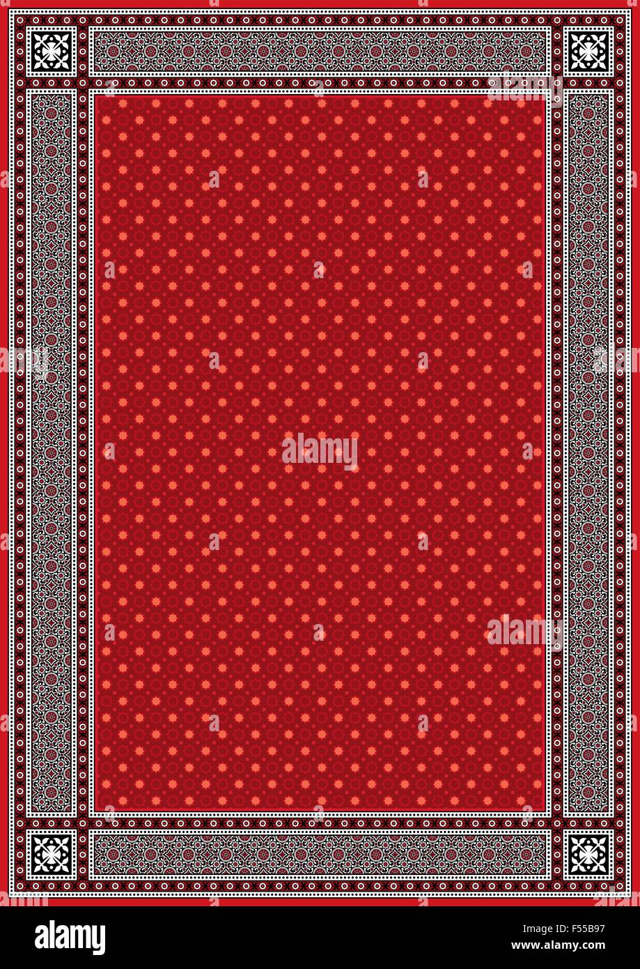 Frame & Border with Red Background in sindhi ajrak style, Vector ...