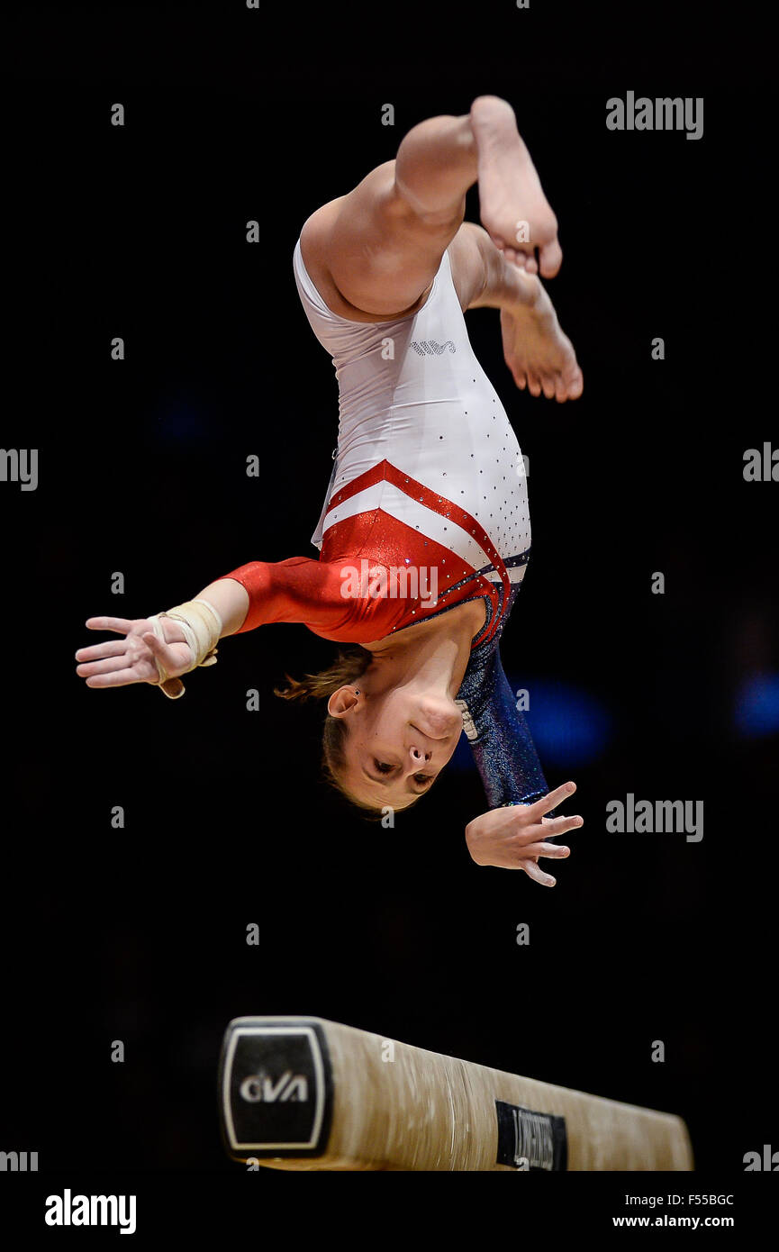 Oct. 27, 2015 - MARIA KHARENKOVA from Russia competes on beam during ...