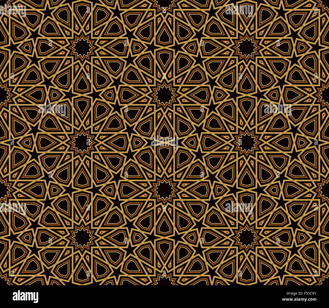 Arabesque Black & Gold Pattern, Dark Background, Vector Illustration ...