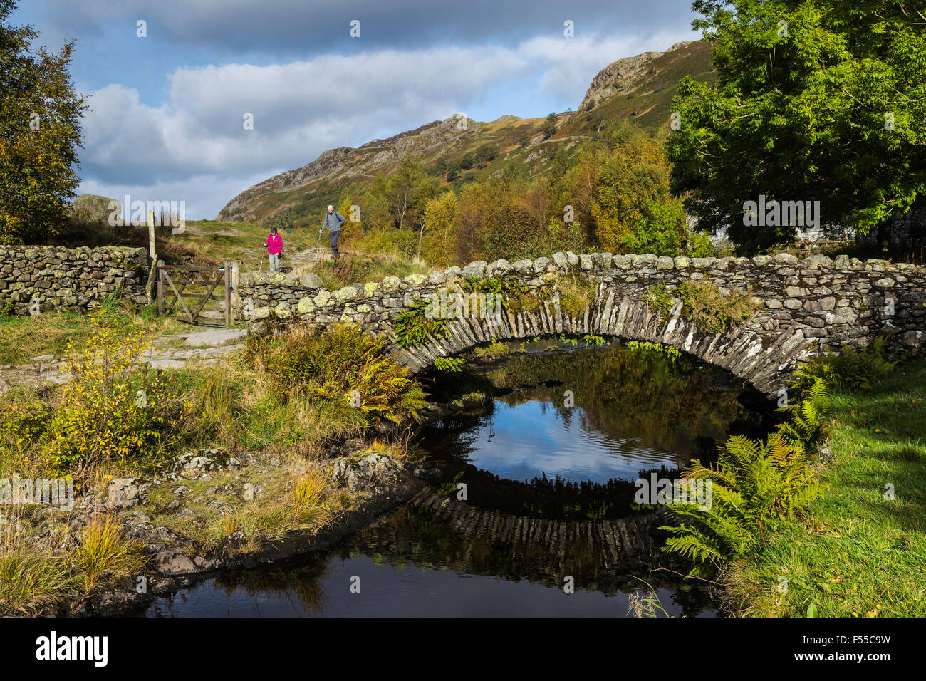 Bridge over the watendlath beck english lake district hi-res stock ...
