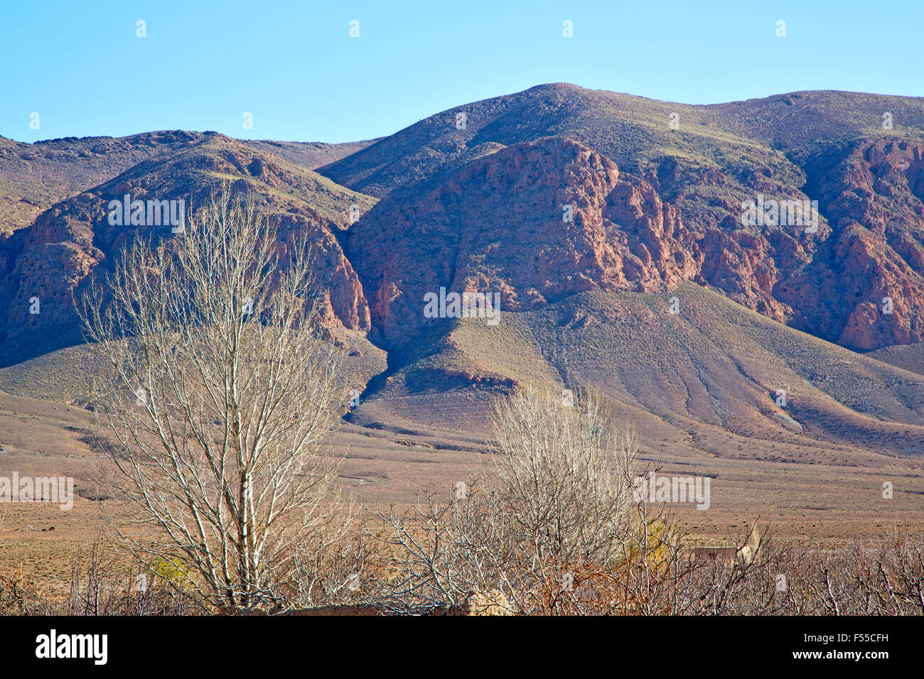 valley in africa morocco the atlas dry mountain ground isolated hill ...