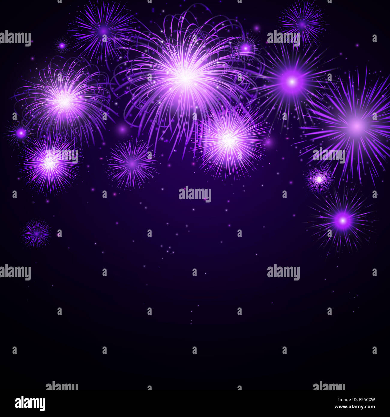 Vector Illustration of Purple Fireworks Stock Photo - Alamy