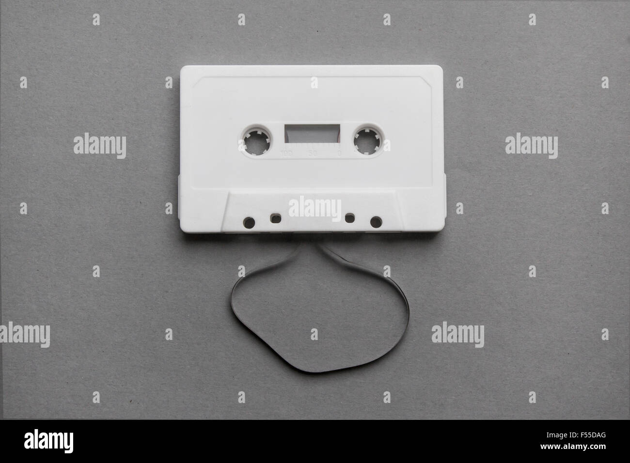 High angle view of cassette on gray background Stock Photo - Alamy
