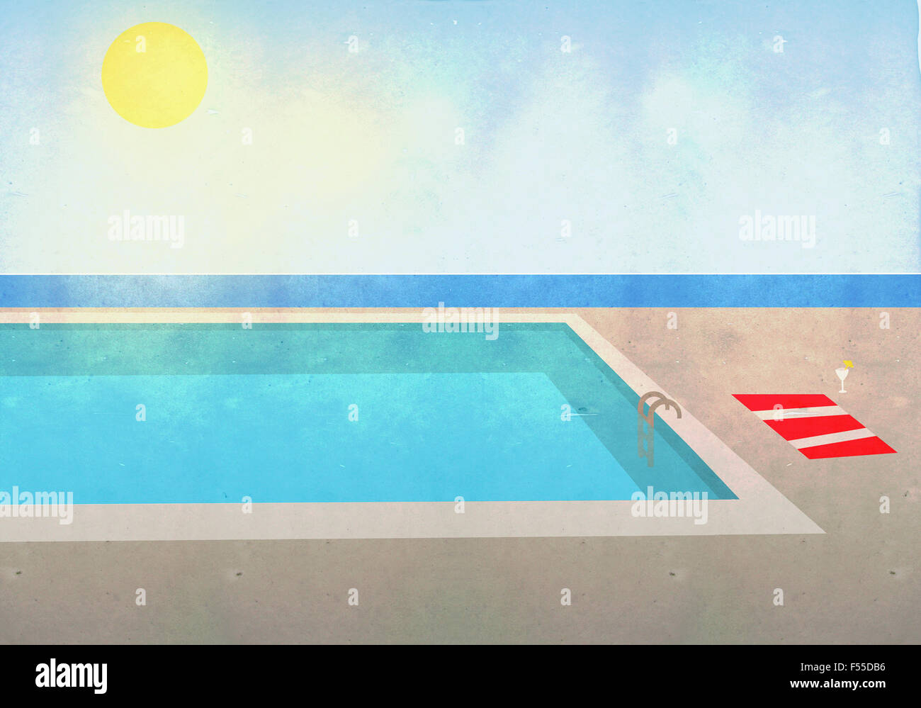 Illustration of swimming pool on sunny day Stock Photo - Alamy