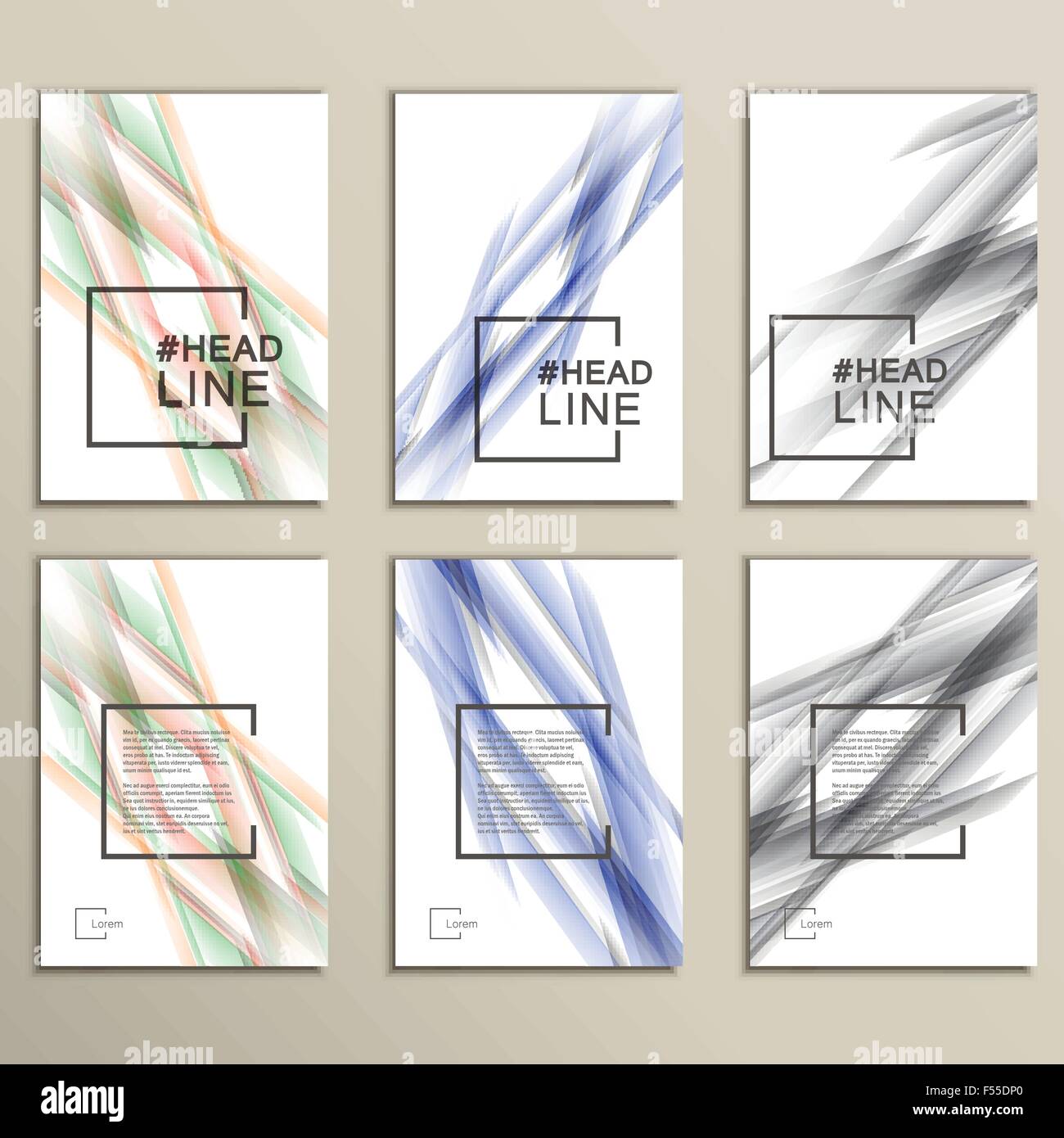 Set 6 vector abstract color wave design template Stock Vector Image ...