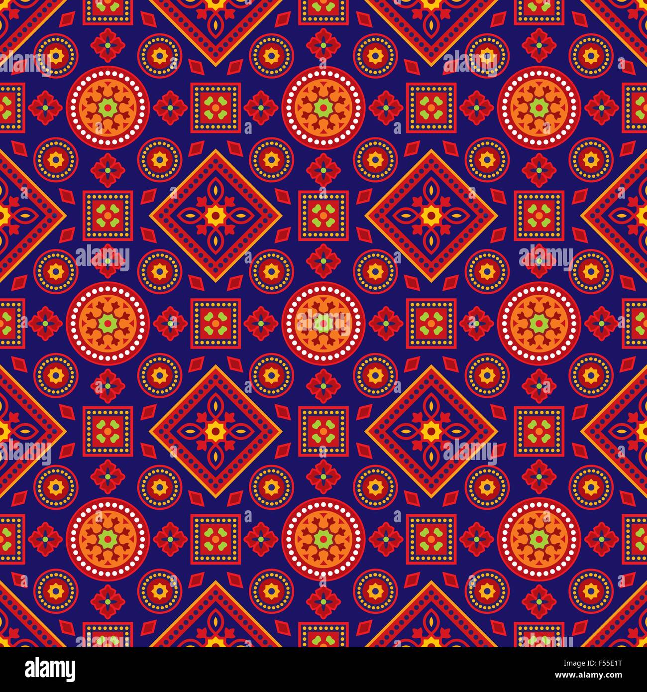 Colourful Ajrak Pattern Stock Vector Image & Art - Alamy