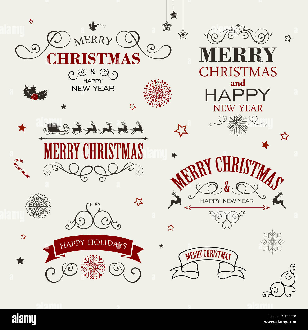 Vector Illustration of Christmas Design Elements Stock Photo - Alamy