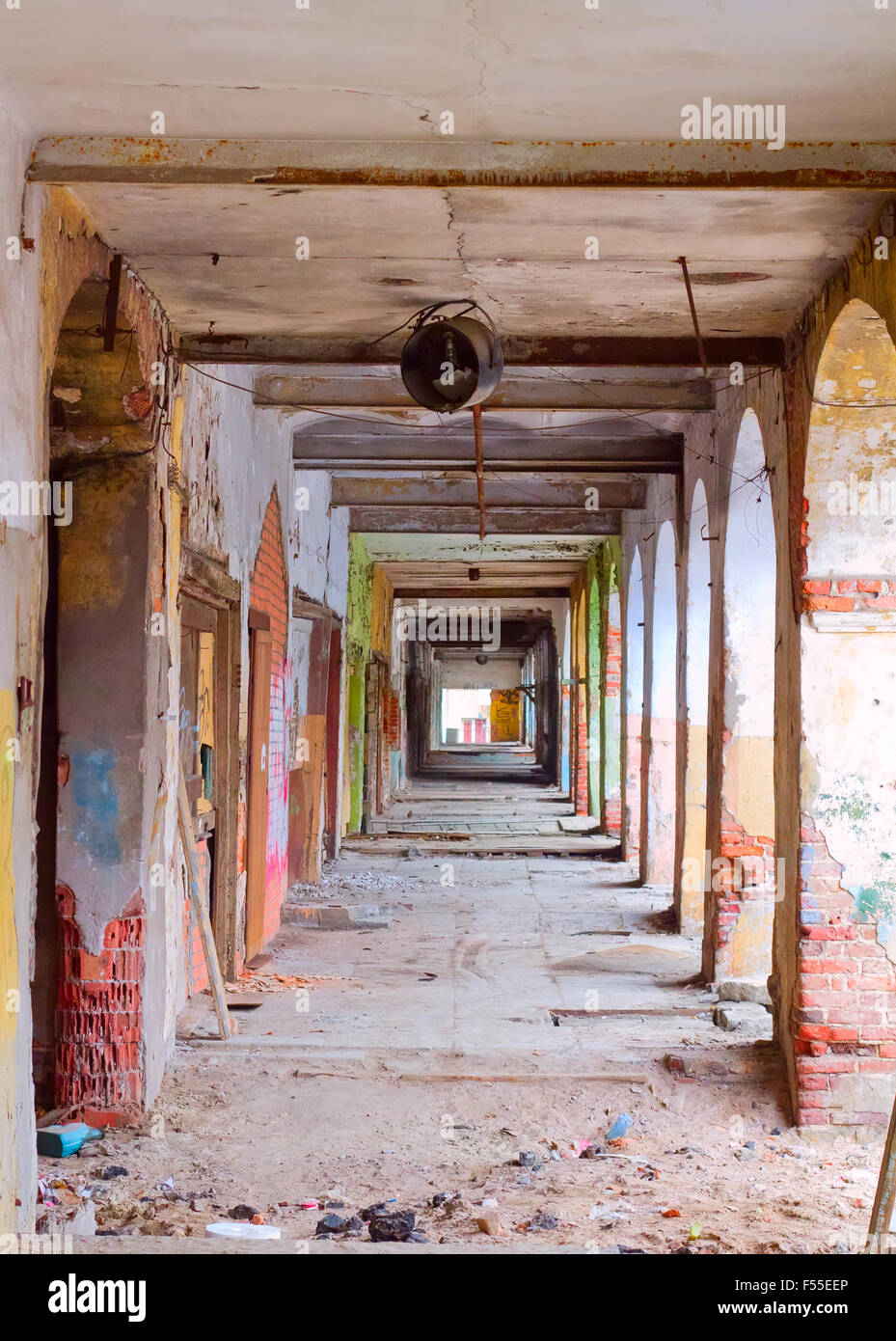 Corridor in the collapsing house in the afternoon Stock Photo - Alamy