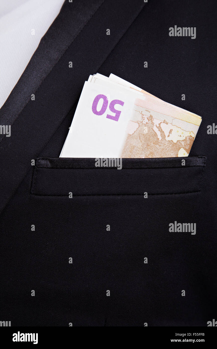 Many Euro Banknotes in a jacket pocket Stock Photo - Alamy