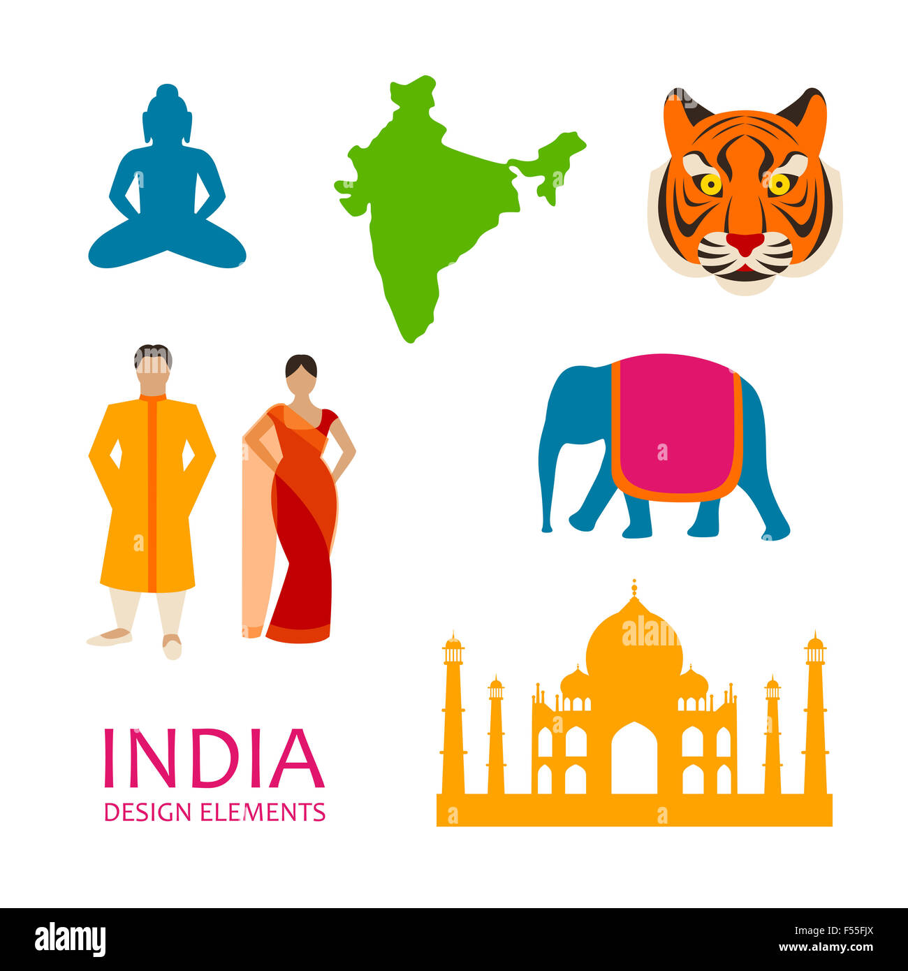 Illustration of India Icons Stock Photo - Alamy