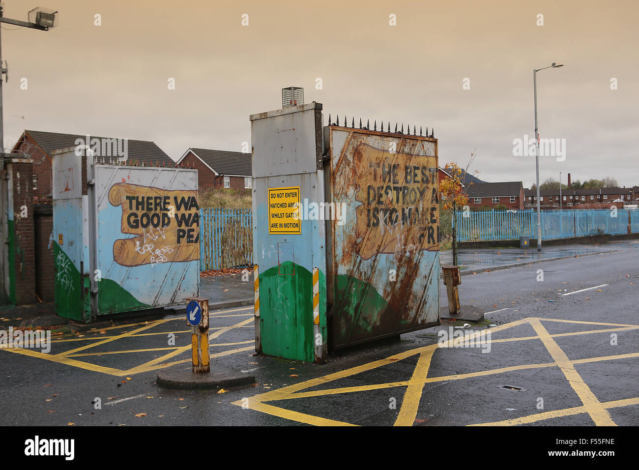 Gates separate Republican area of Falls Road from Loyalist area of ...