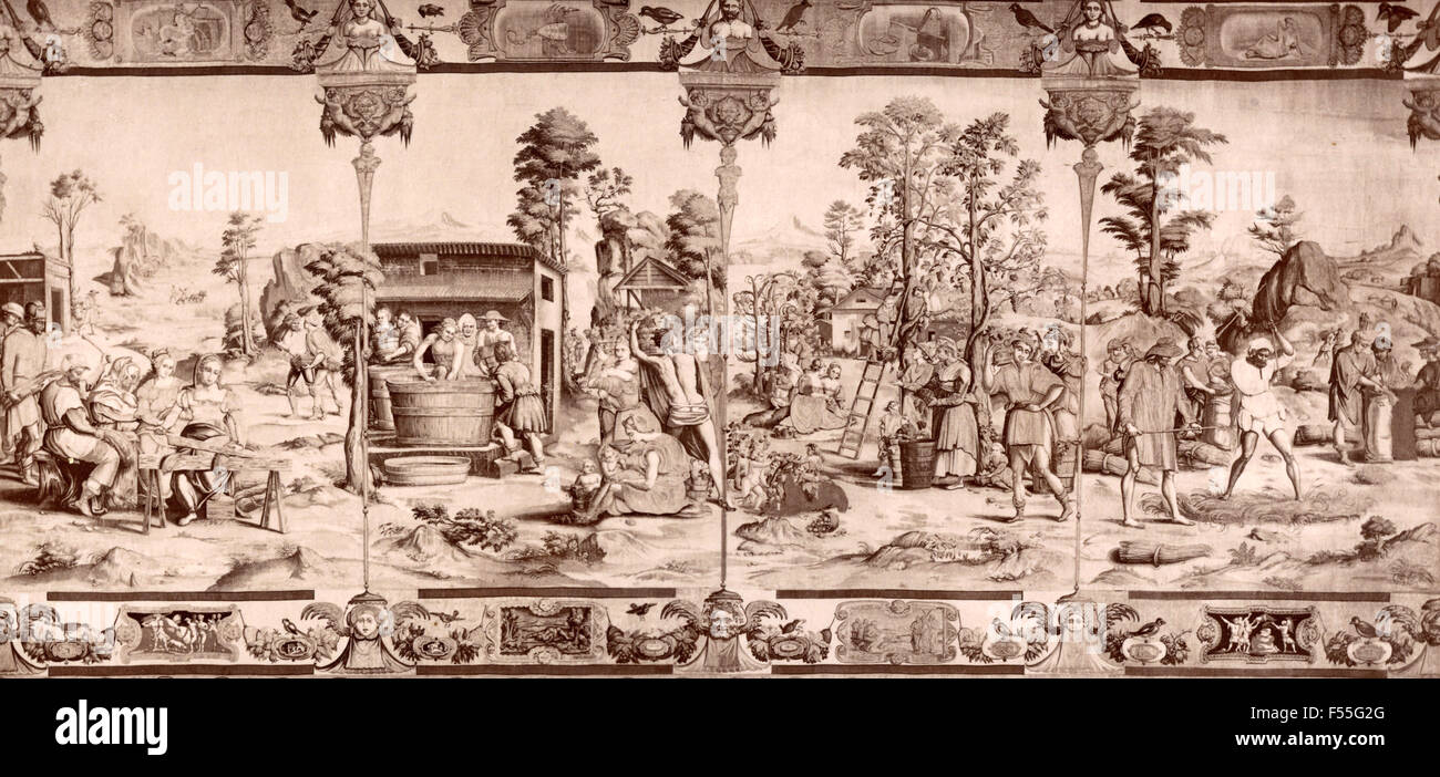 Tapestry Gallery, Florence: Scenes alluding to the months of August ...