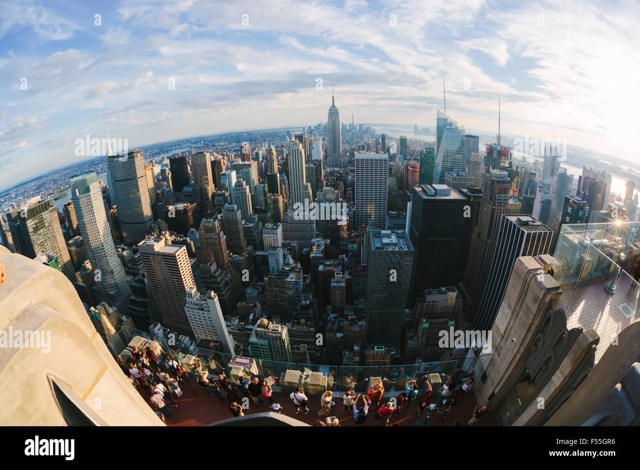 USA, New York City, view to Downtown Manhattan from above Stock Photo ...