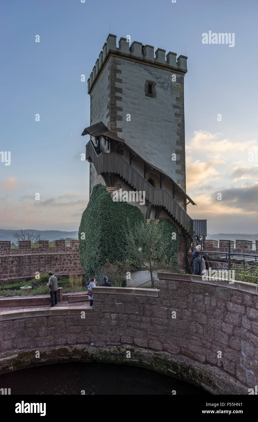 Germany, Thuringia, Eisenach, Wartburg, tower in the evening Stock ...