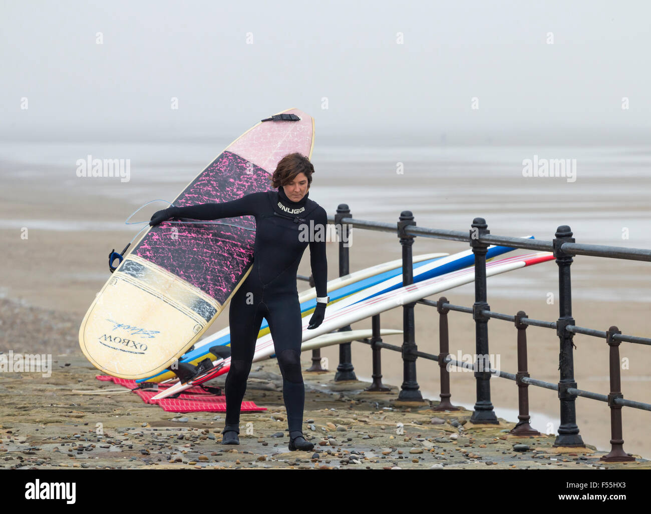 Surfer, surfing, Saltburn by the sea, North Yorkshire, England. UK ...