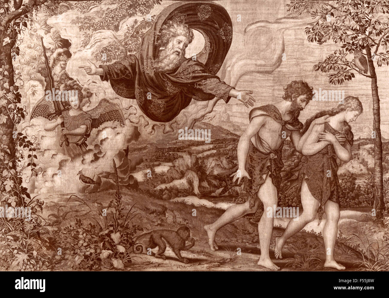 Ancient and Modern Gallery, Florence: Adam and Eve expelled from Paradise, Flemish tapestry ...