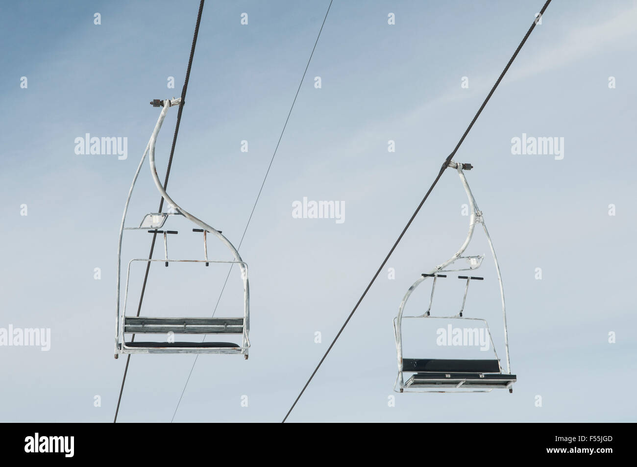 Empty cable carts at Faraya skiing resort Kesrwan district Lebanon ...