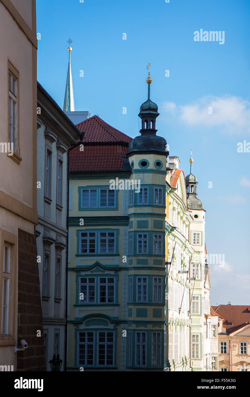 Prague, Mala Strana district, the palaces of Lesser square Stock Photo ...