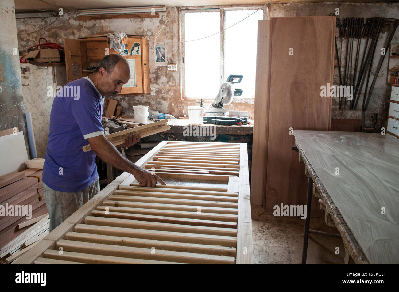 Carpenter making doors in workshop Saidon Lebanon Stock Photo - Alamy