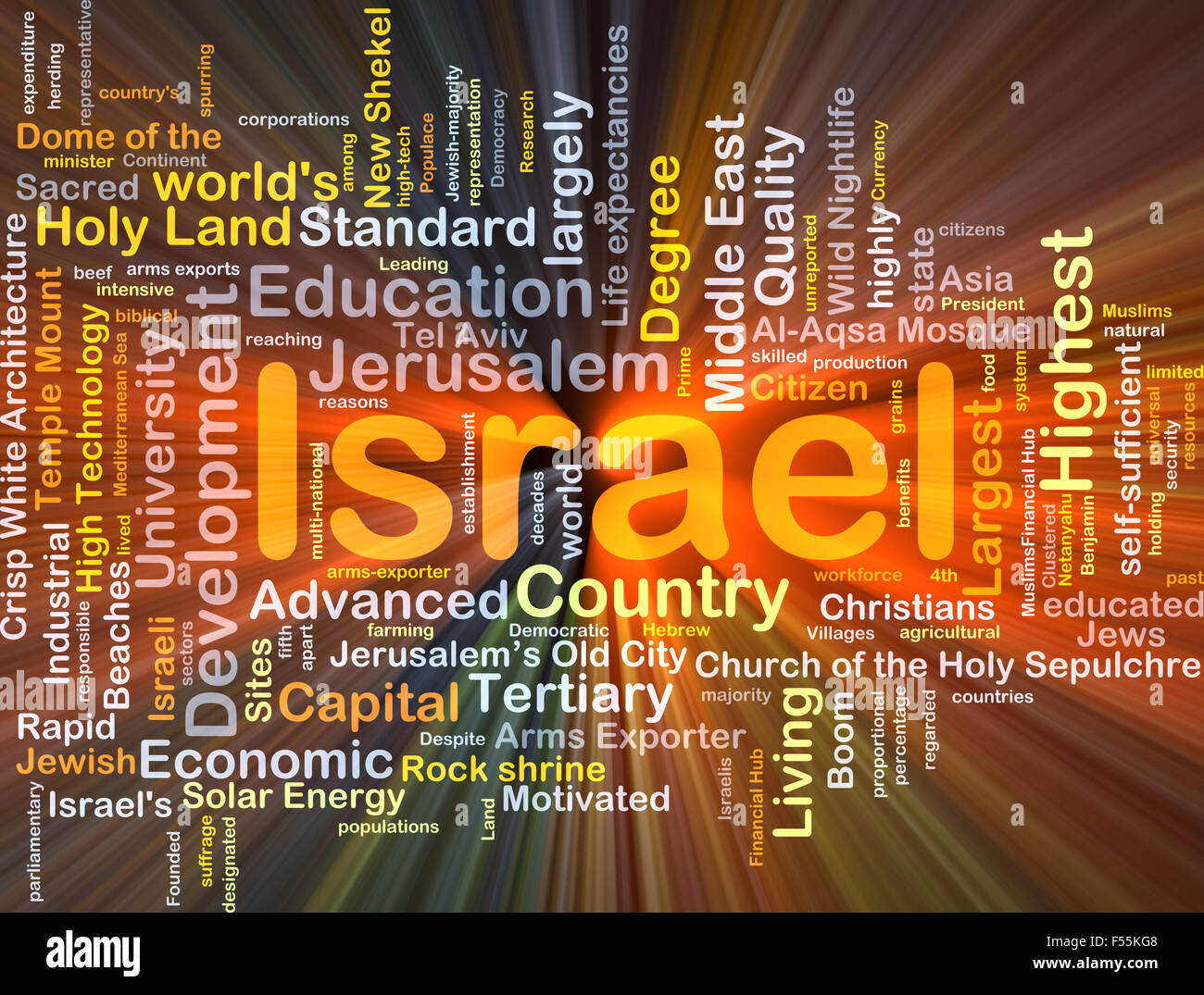 Background concept wordcloud illustration of Israel glowing light Stock ...