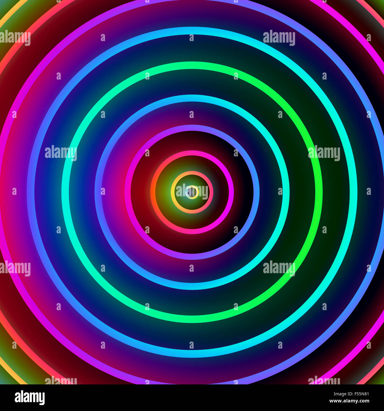 Neon glowing effect bright colour light circles illustration Stock ...