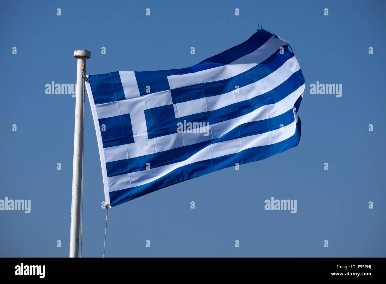 Greek flag, Rhodes, Dodecanese, Greece Stock Photo - Alamy