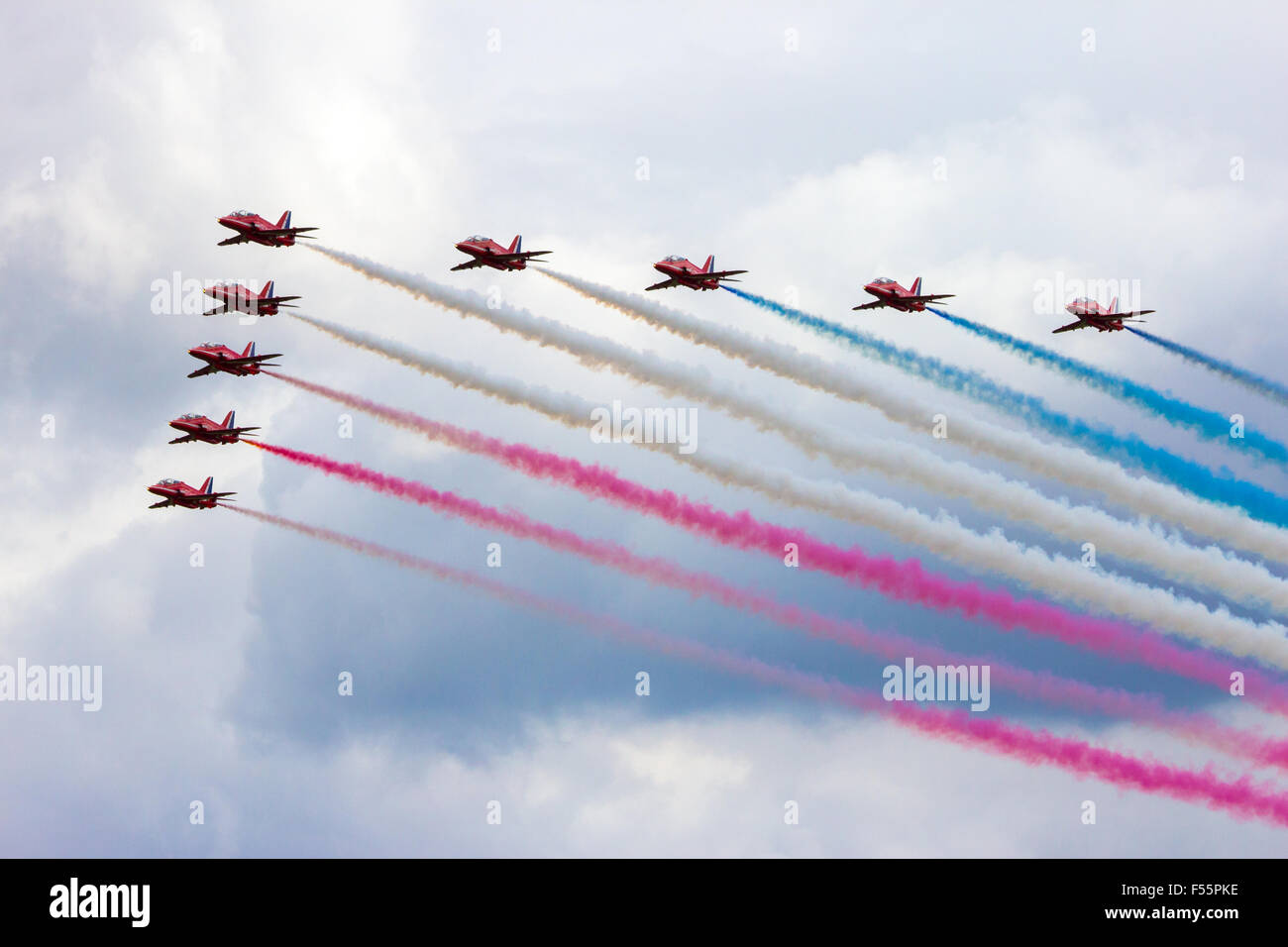 RAF demonstration team Red Arrows performing at the Dutch Air Force ...
