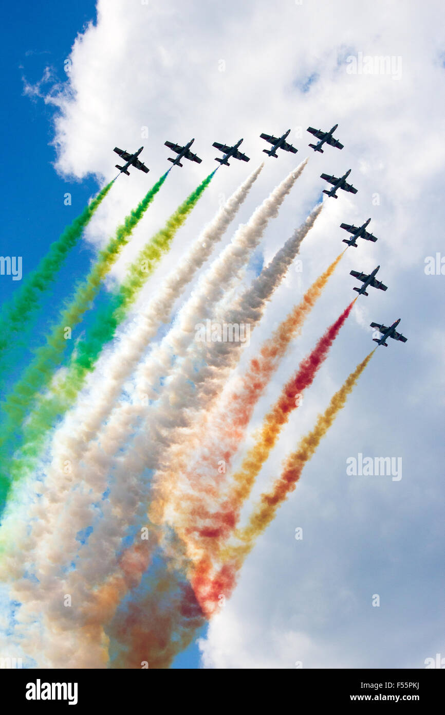 Italian demonstration team Frecce Tricolori performing at the Dutch Air ...
